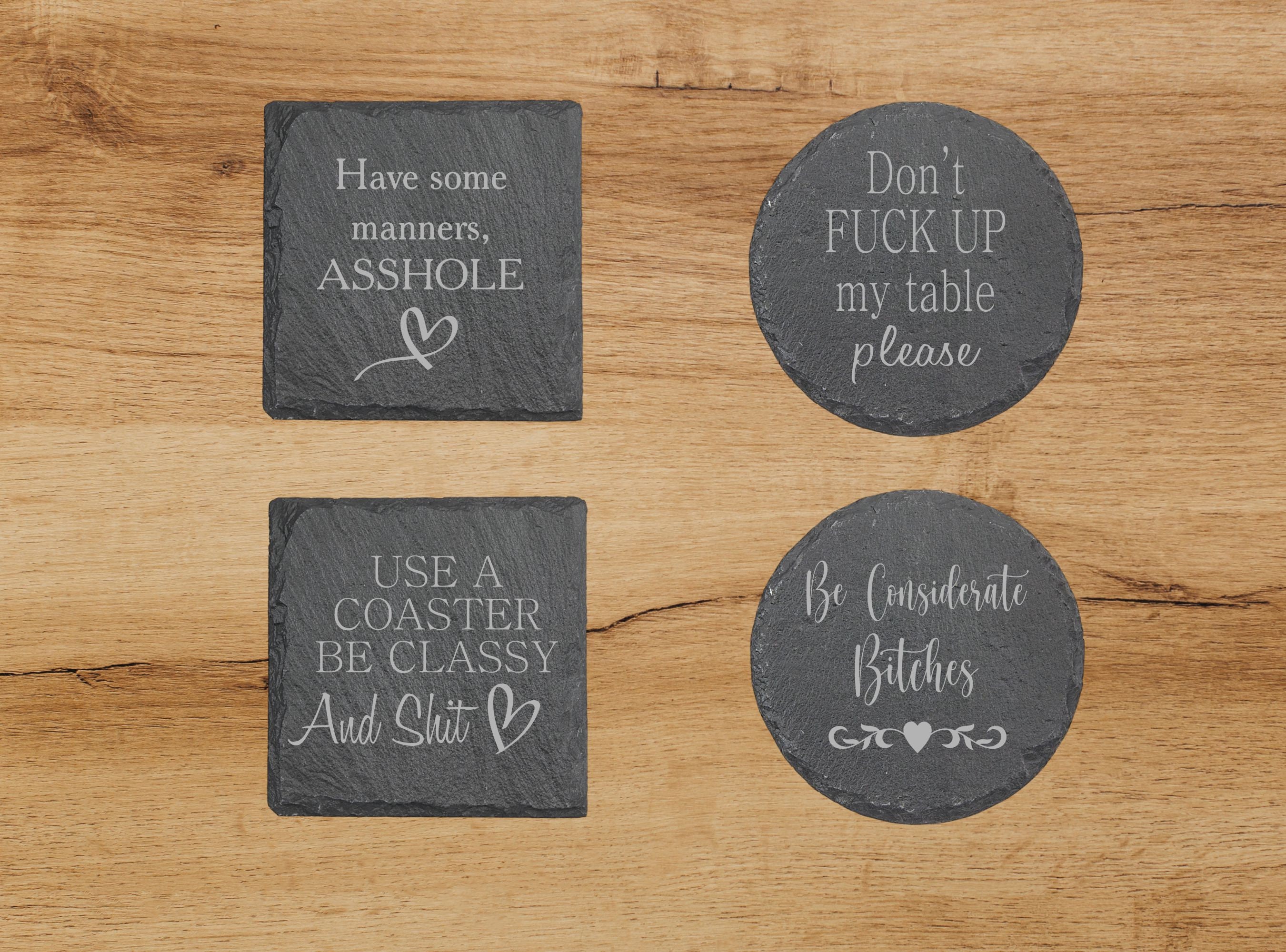 Set of 4 Funny Adult Engraved Slate Coasters Gift for | Etsy
