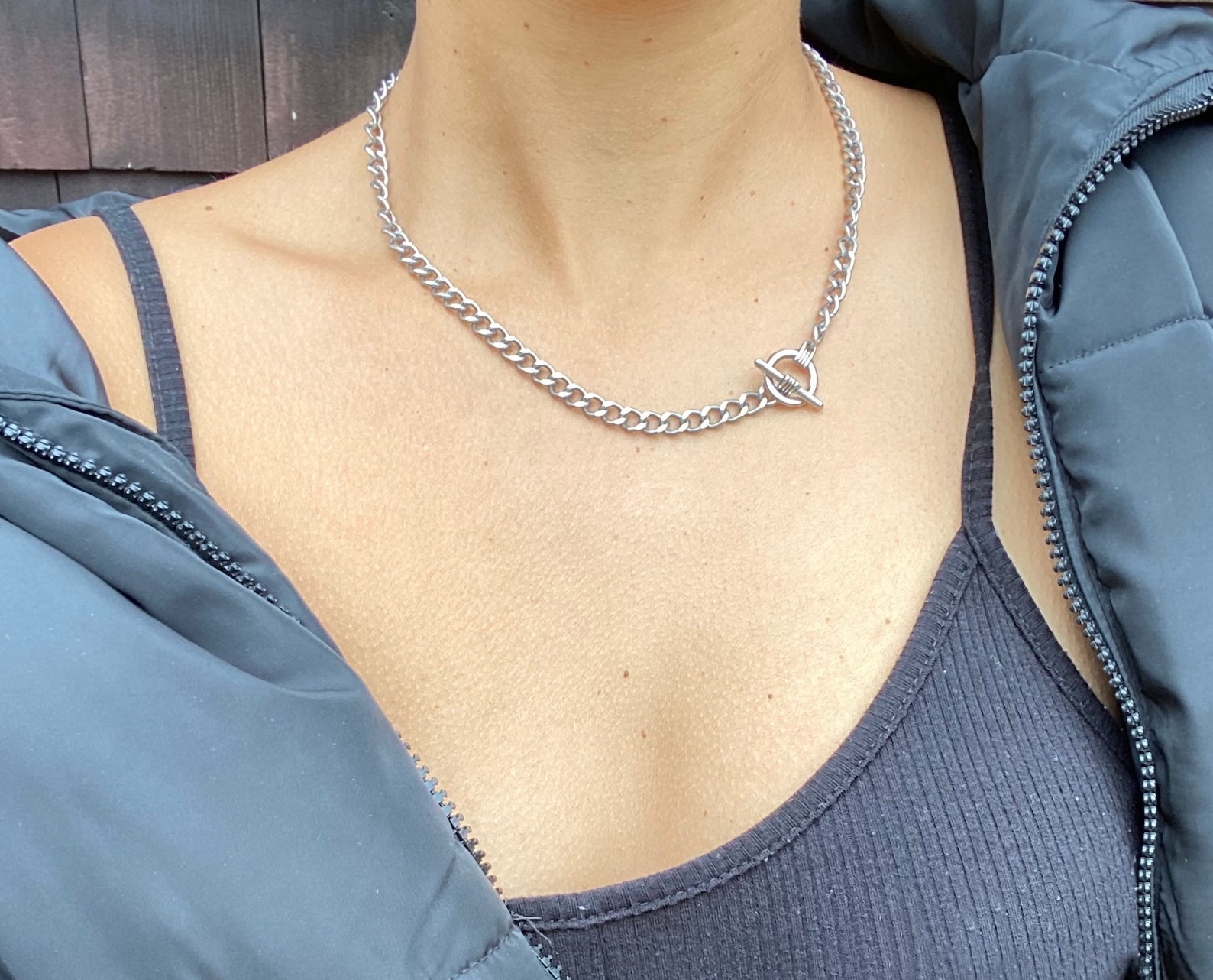 Silver Toggle Necklace Toggle Necklace Large Clasp Necklace - Etsy