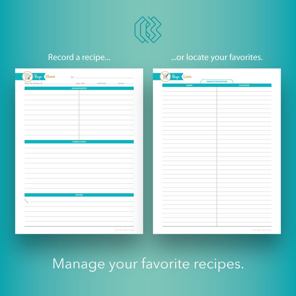 Kitchen & Meal Planner / Recipe Binder / Conversion Chart / Grocery ...