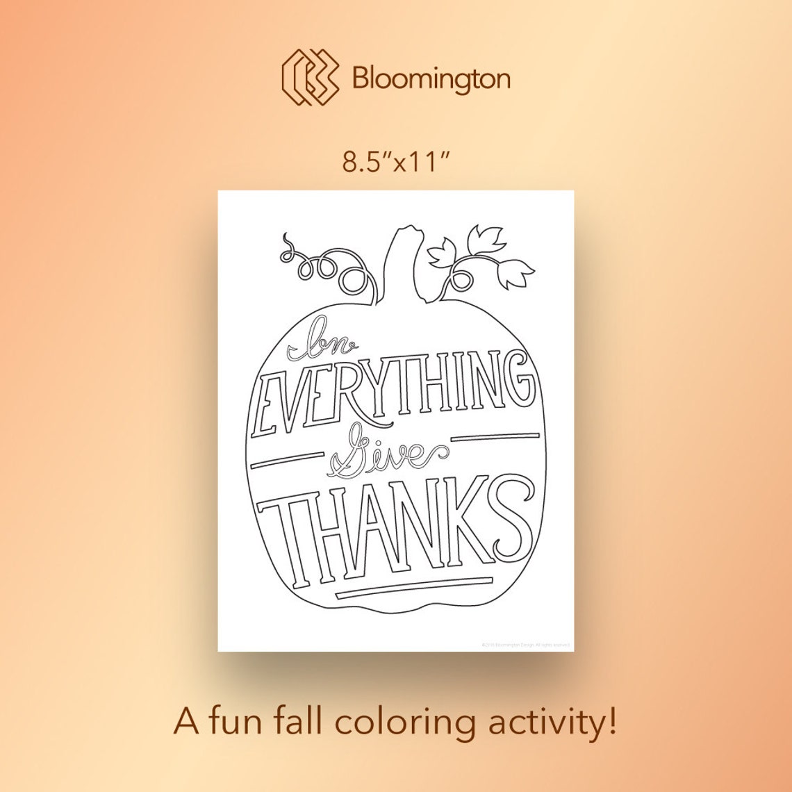 Give Thanks Coloring Page / Pumpkin Coloring Page / Coloring Sheet ...