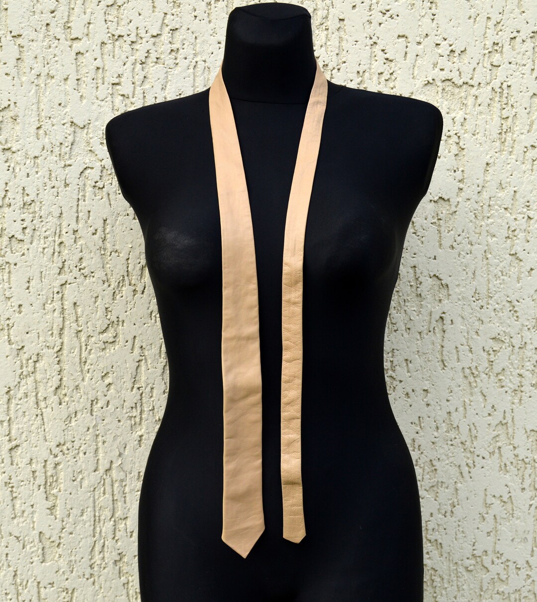 Vintage 80s Leather Tie Brown Necktie Men's Leather Neck Tie Slim Real ...