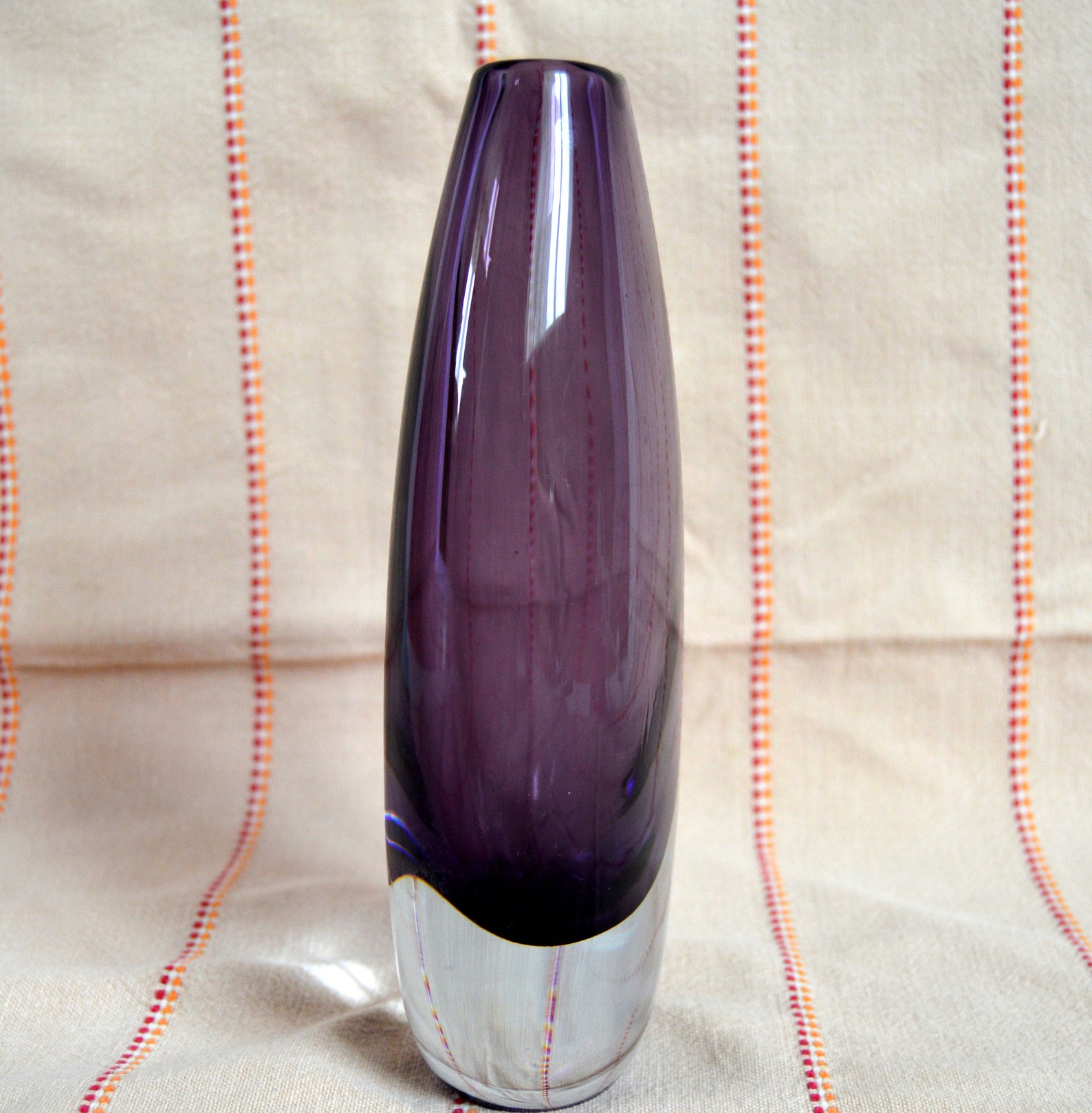 Vintage Gunnar Nylund Strombergshyttan Purple Glass Torpedo Vase 50s ...