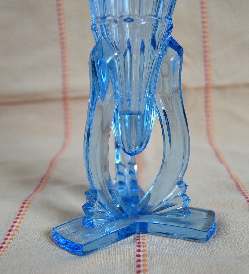 Vintage 30s Art Deco Rocket Vase Czech Glass Vase Czech Uranium Blue ...