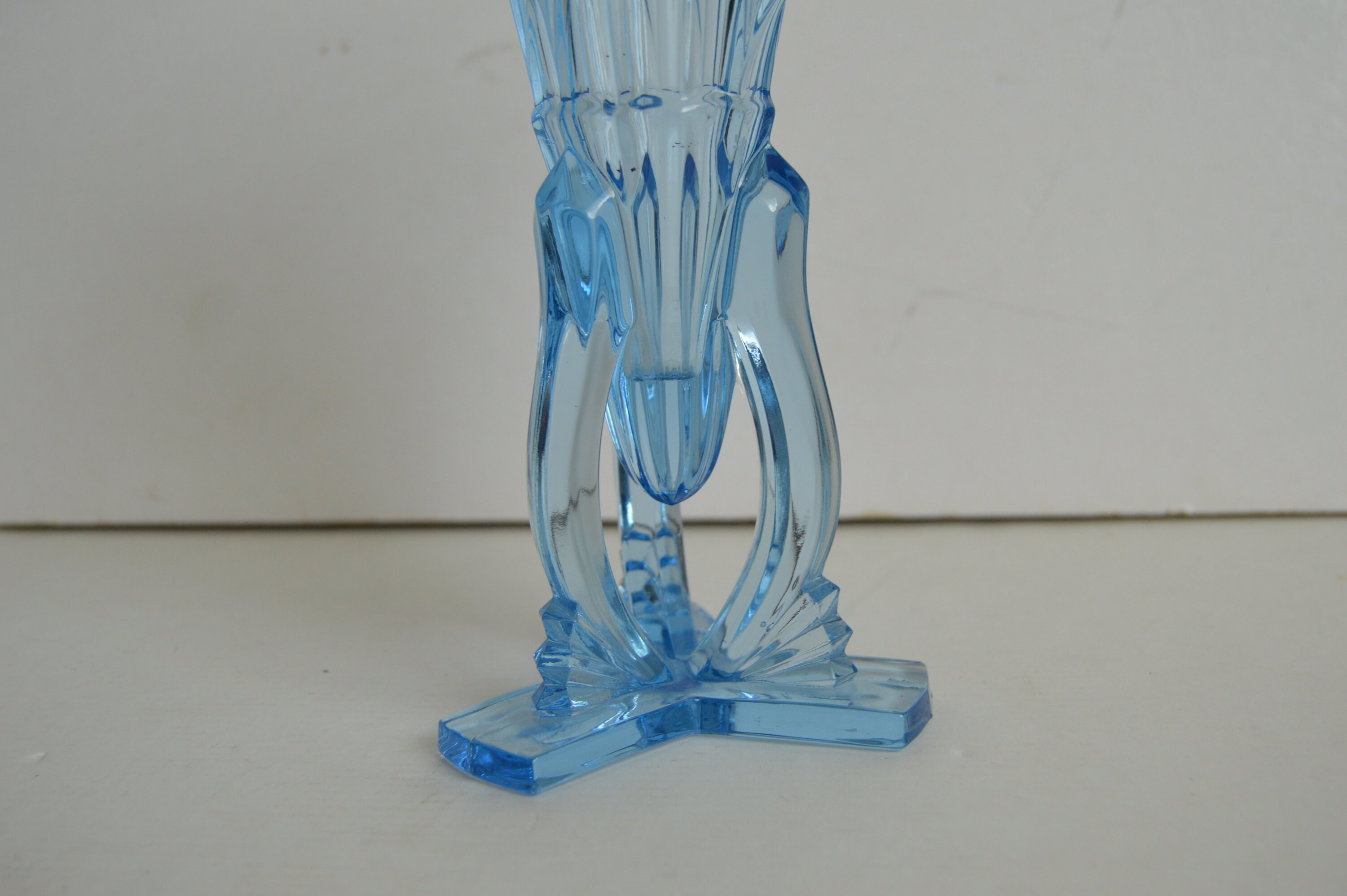 Vintage 30s Art Deco Rocket Vase Czech Glass Vase Czech Uranium Blue ...