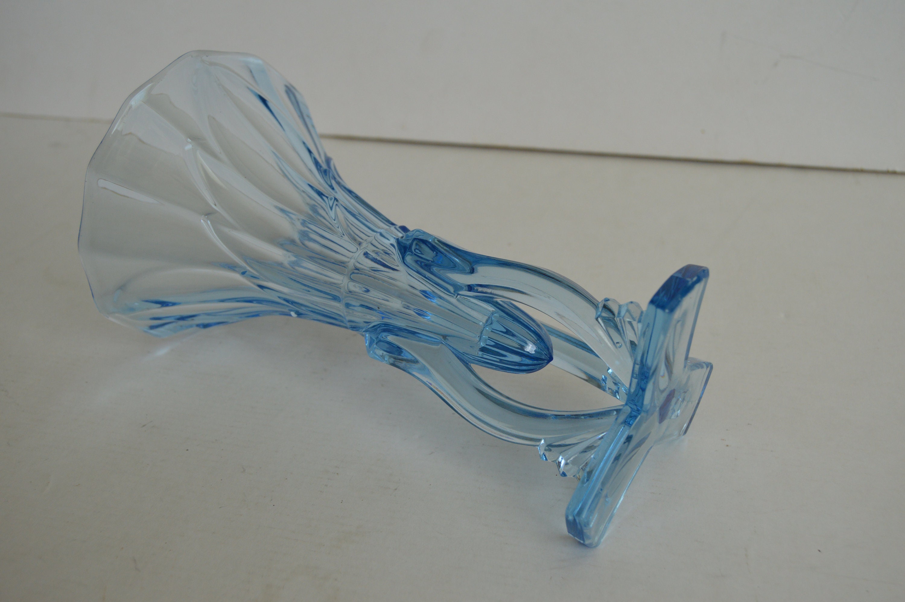 Vintage 30s Art Deco Rocket Vase Czech Glass Vase Czech Uranium Blue ...