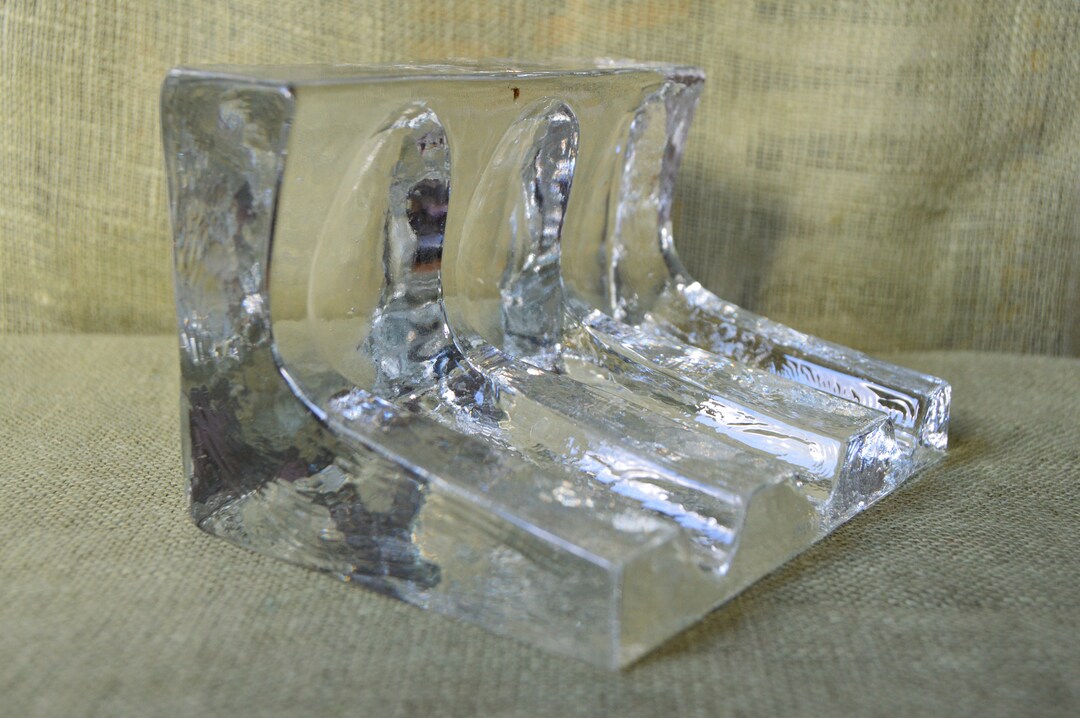 Vintage Massive Glass Pipe Holder Rack Stand Sweden Ice Glass Pipe ...