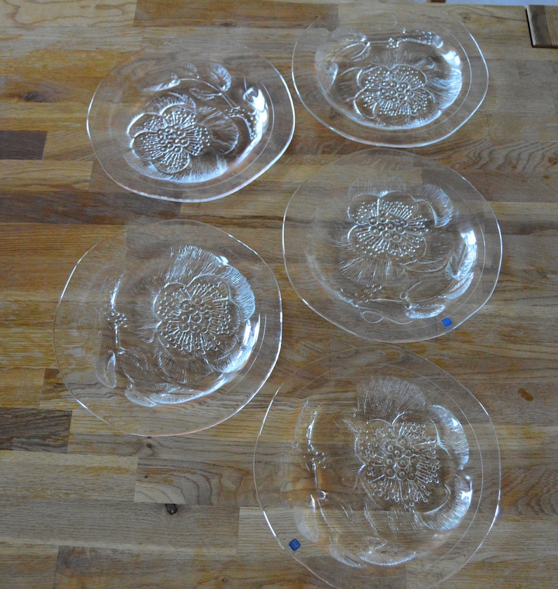 Vintage 70s Arabia Finland Floral Glass Plate PEONY Oiva Toikka ...