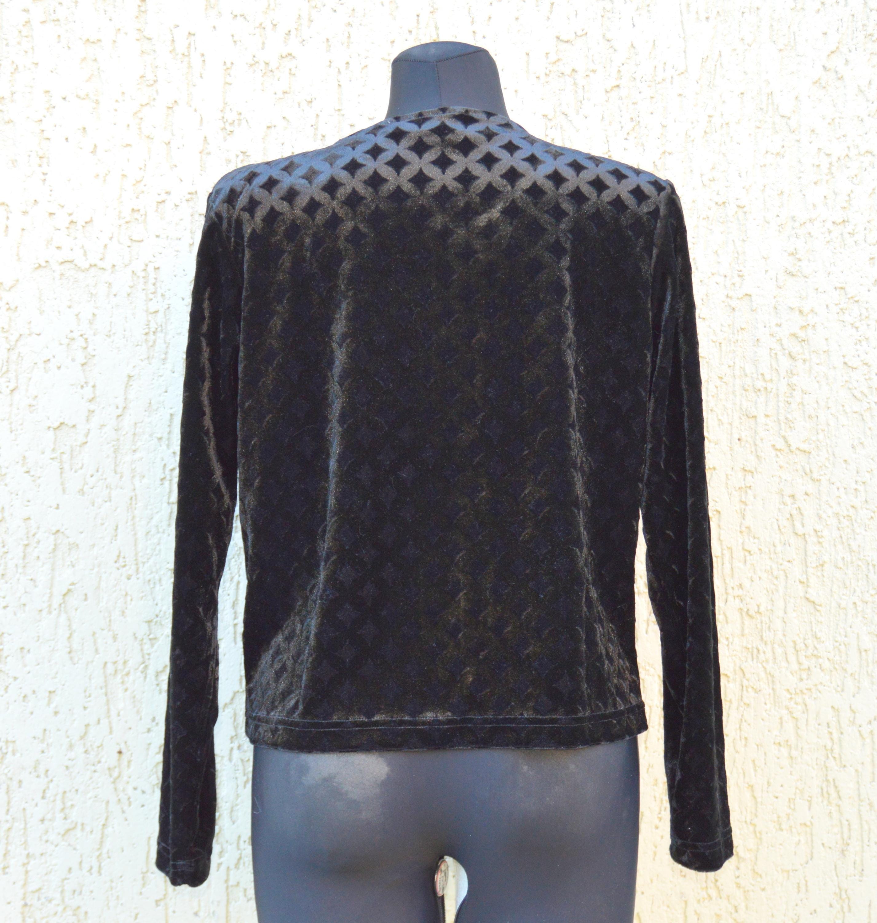 Black Velvet Jacket Vintage Velvet Jacket Long Sleeves Evening Jacket ...