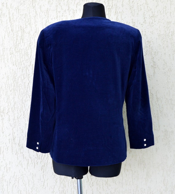 Vintage Velvet Jacket Blue 80s Soft velvet jacket Fin… - Gem