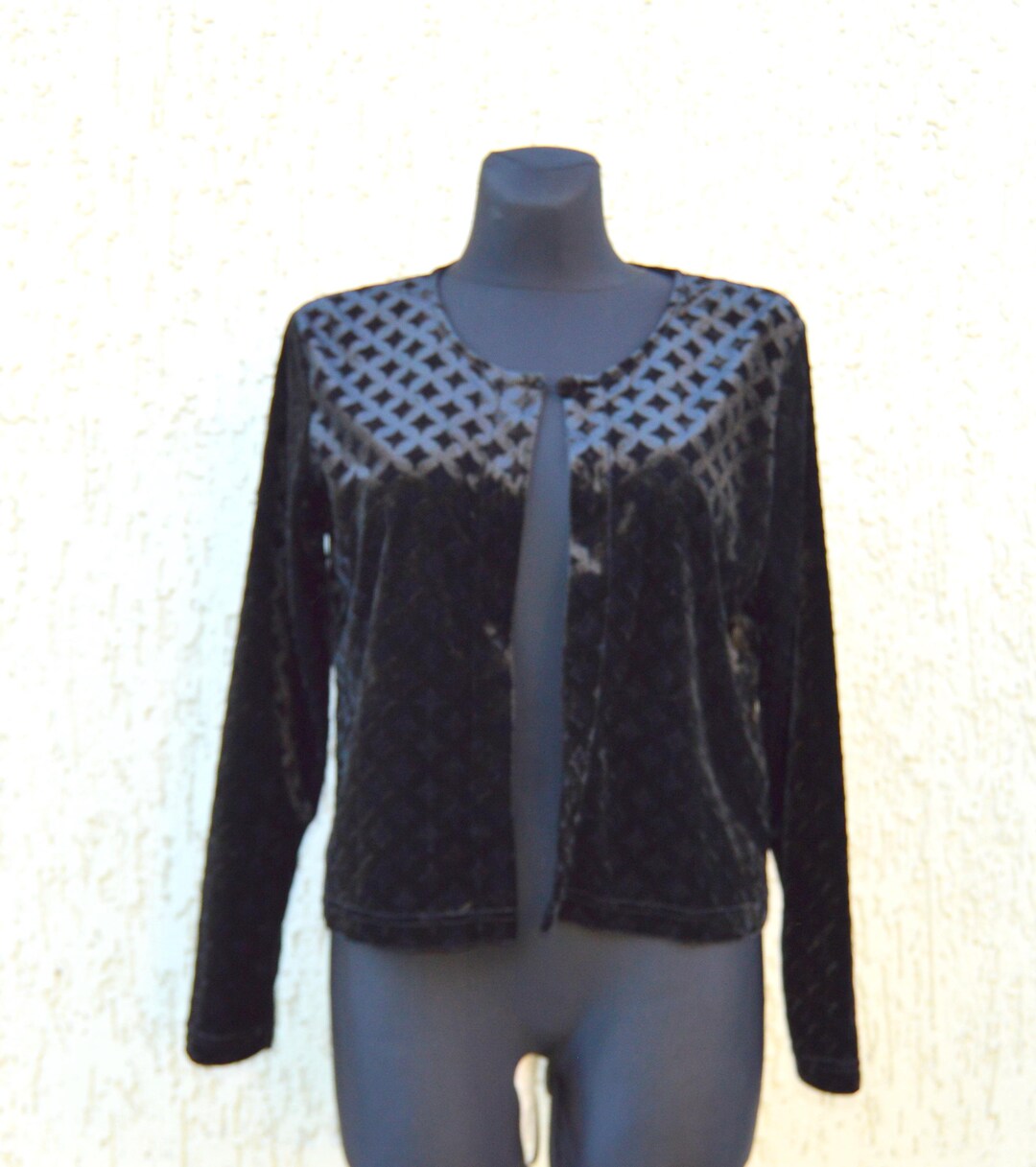 Black Velvet Jacket Vintage Velvet Jacket Long Sleeves Evening Jacket ...
