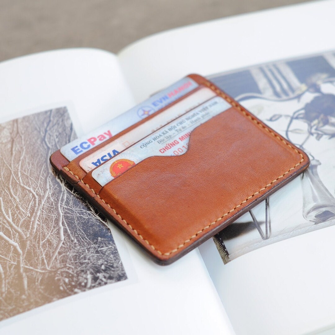 Minimal Card Holder, Hand Stitched Leather Business Card Case, Hand ...