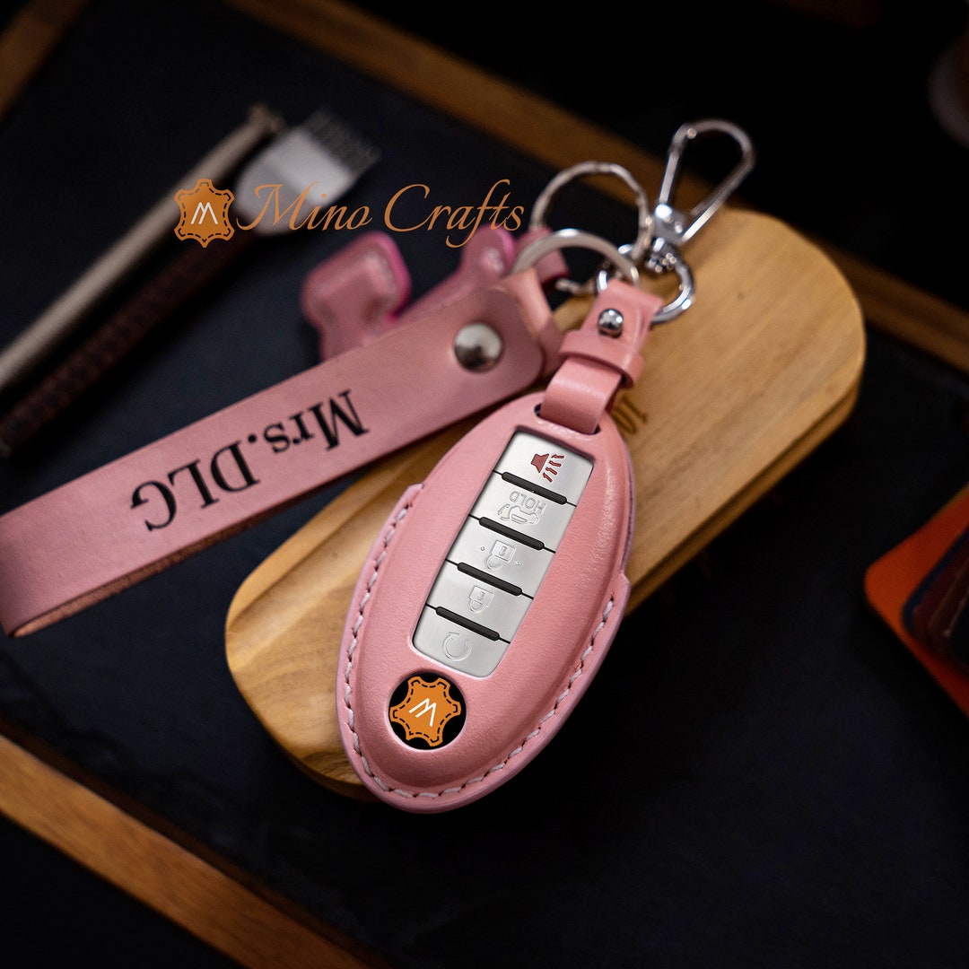 Leather Key Fob Cover for Niss 370Z Altima Armada Cima GT-R Juke Lannia ...