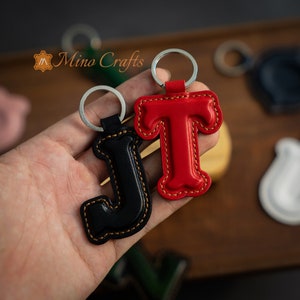 Leather Initial Charm Keychain Accessories Handcrafted Personalized ...