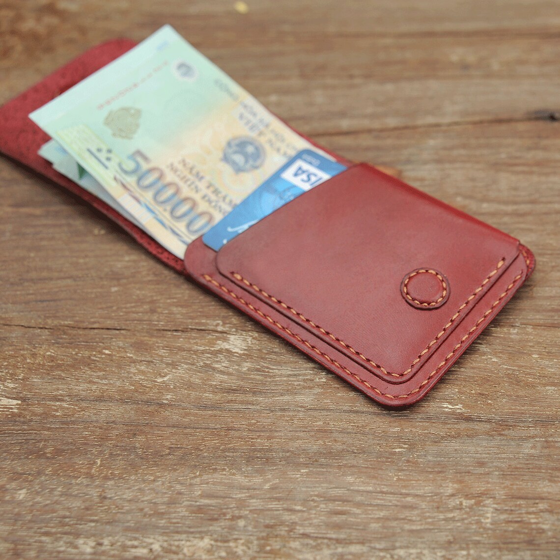 Front Pocket Wallet Red Leather Wallet for Men Handmade - Etsy