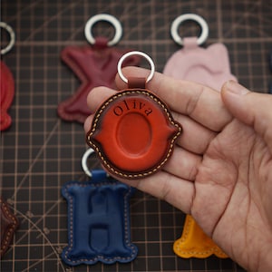 Leather Initial Charm Keychain Accessories - Handcrafted Personalized ...