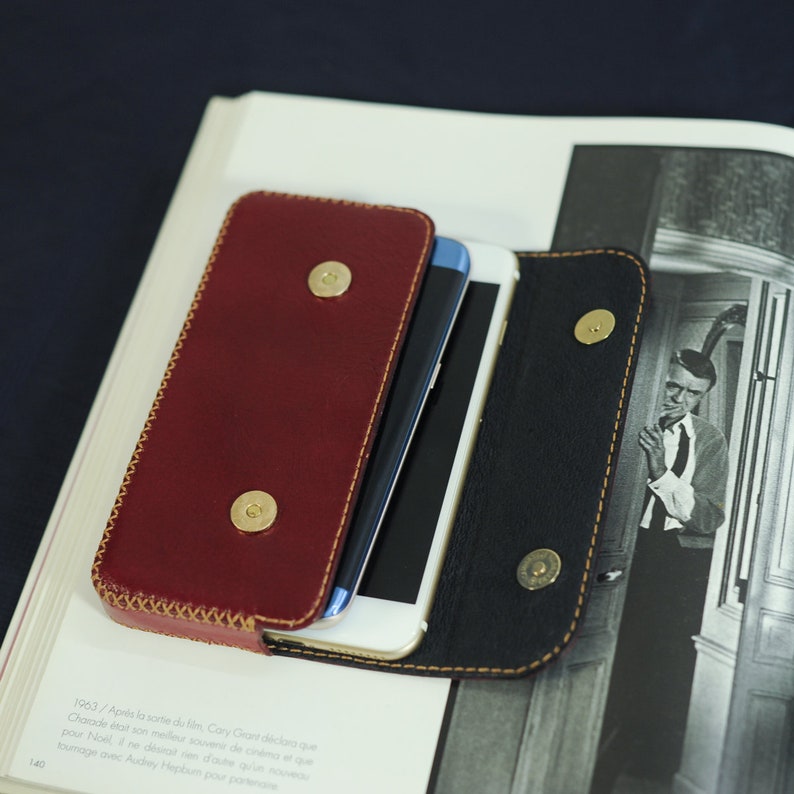 Dual Phone Case Handmade Burgundy Leather Two Samsung Cover - Etsy