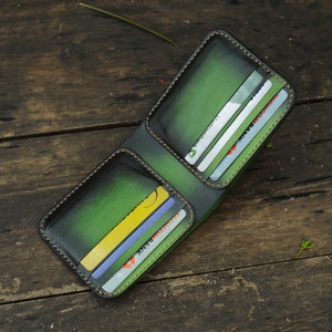 Handmade Green Leather Wallet , Bifold Leather Wallet, Classic Men ...