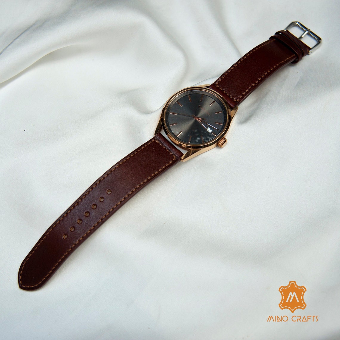 18mm 19mm 20mm 21mm 22mm 24mm Men's Leather Watch Strap, Brown Leather ...