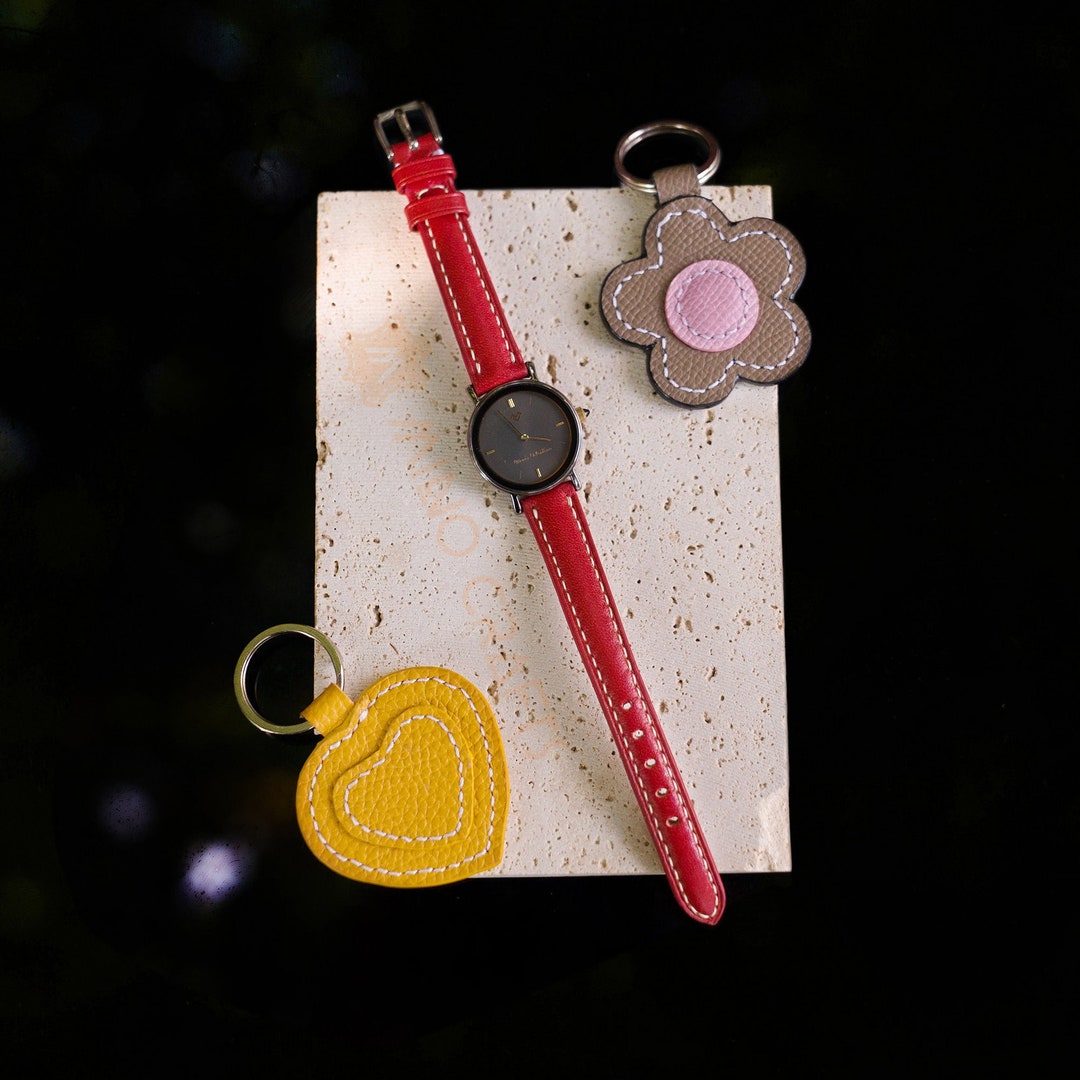 Red Leather Watch Band 8mm 10mm 12mm 14mm Leather Watch Strap Handmade ...