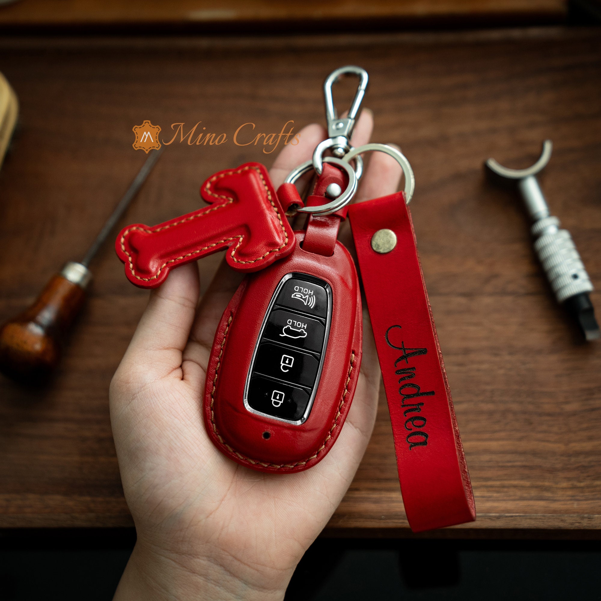 Leather Key Fob Cover for Elantra GT Veloster Kona Venue Santa Fe Palisade Etsy