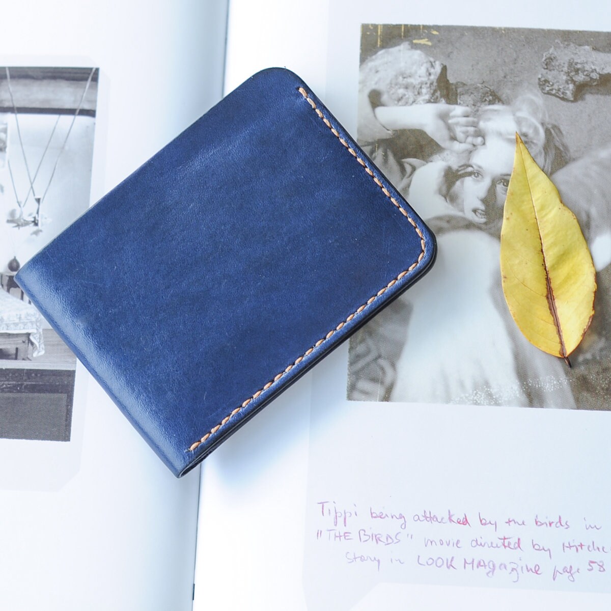 Navy Blue Bifold Wallet Handmade Front Pocket Navy Men | Etsy