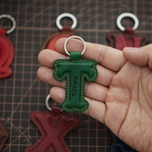 Leather Initial Charm Keychain Accessories - Handcrafted Personalized ...