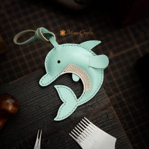 Handmade Leather Dolphin Bag Charm – Cute Animal Keychain, Ocean Purse ...