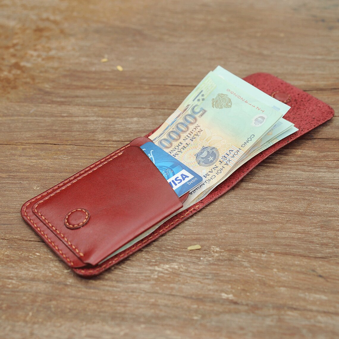 Front Pocket Wallet Red Leather Wallet for Men Handmade - Etsy