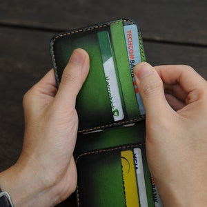 Handmade Green Leather Wallet , Bifold Leather Wallet, Classic Men ...