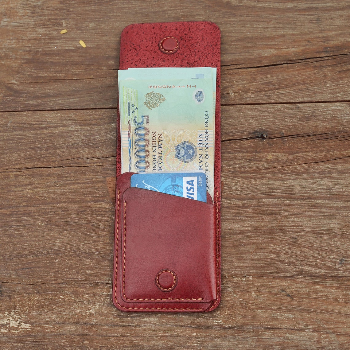 Front Pocket Wallet Red Leather Wallet for Men Handmade - Etsy