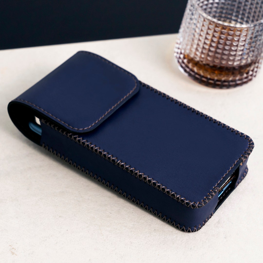 Leather Vertical Dual Phone Case With Belt Loop Double Phone 15 Pro Max ...