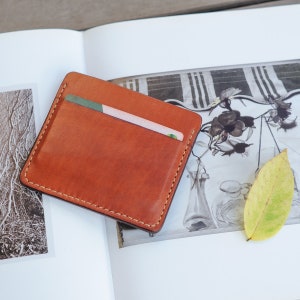 Minimal Card Holder, Hand Stitched Leather Business Card Case, Hand ...