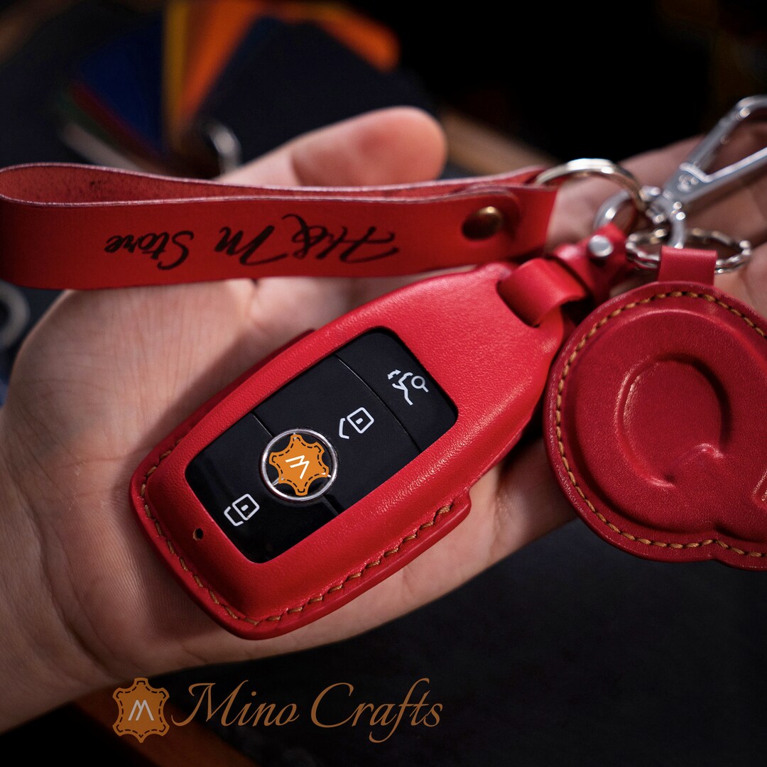 Leather Key Fob Cover Fit for Mercy E C Class W213 E300 E450 AMG GLE350 ...