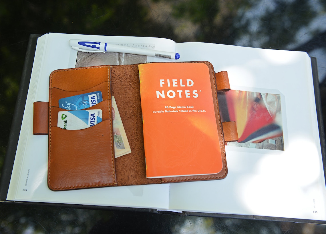 Pen Holder Cover for Field Notes in Brown Leather Handmade | Etsy