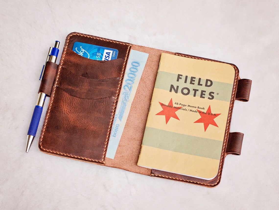 Personalize Field Notes Cover With Card Holder Hand Sewing | Etsy