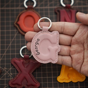 Leather Initial Charm Keychain Accessories - Handcrafted Personalized ...
