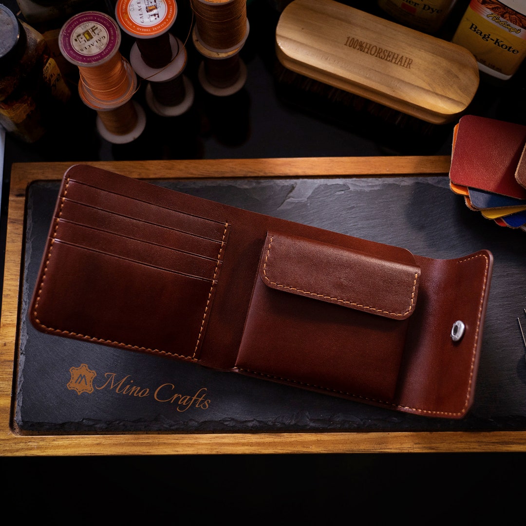 Brown Bifold Wallet Handmade Men Wallet With Coin Pouch - Etsy