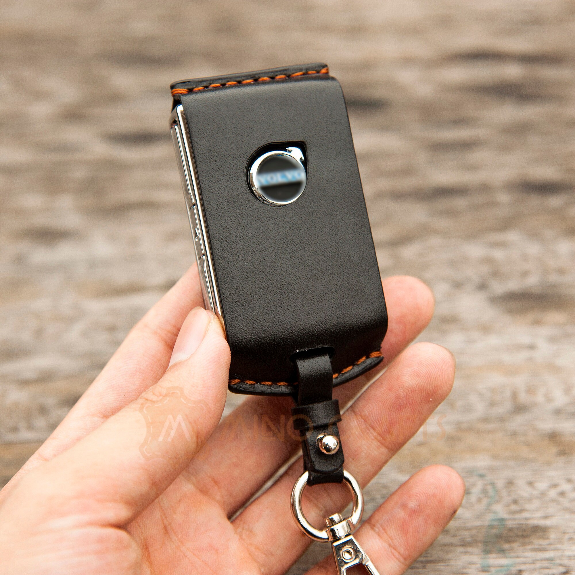 VOLVO KEY CASE Black Leather Key Fob Handmade Key Case Volvo | Etsy