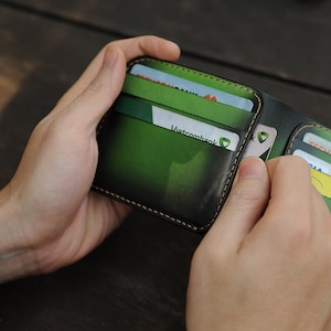 Handmade Green Leather Wallet , Bifold Leather Wallet, Classic Men ...