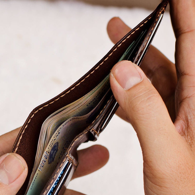 Front Pocket Wallet for Men Hand Sewing Real Leather Mens - Etsy