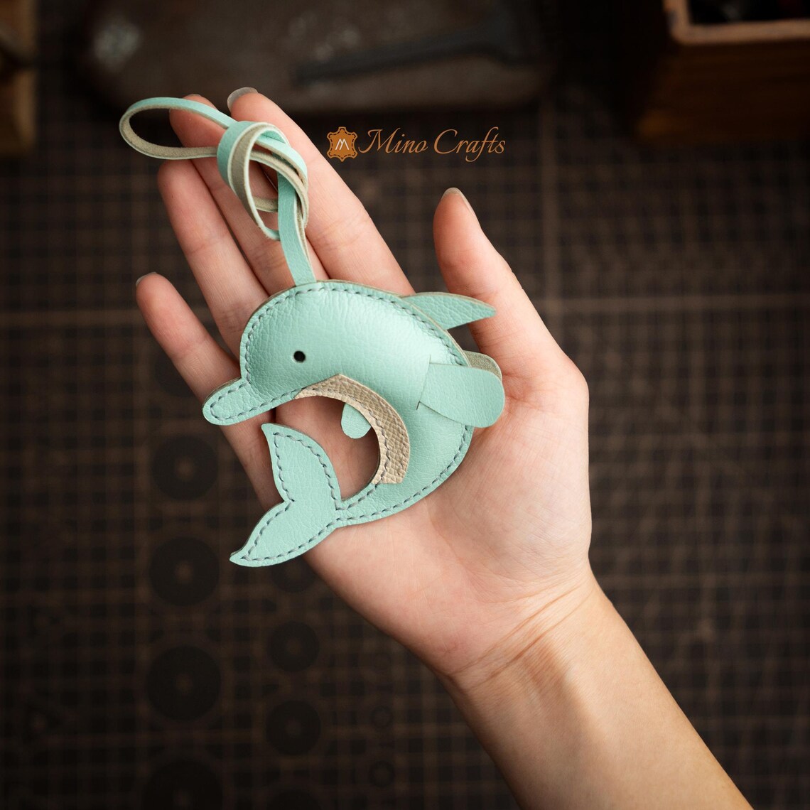 Handmade Leather Dolphin Bag Charm – Cute Animal Keychain, Ocean Purse ...