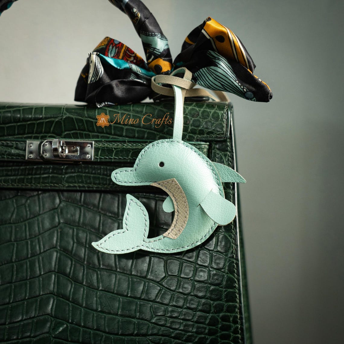 Handmade Leather Dolphin Bag Charm – Cute Animal Keychain, Ocean Purse ...