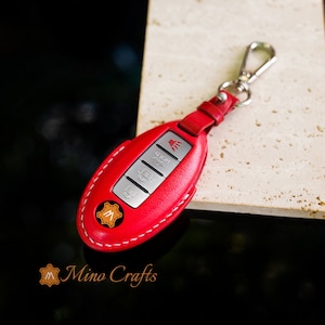 Leather Key Fob Cover for Nissan 350Z 370Z Altima Armada Cima Cube ...