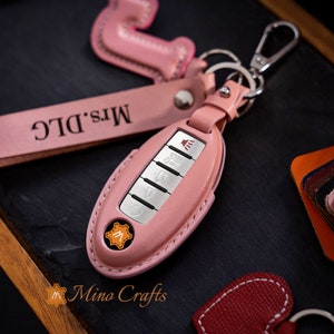 Leather Key Fob Cover for Nissan 350Z 370Z Altima Armada Cima Cube ...