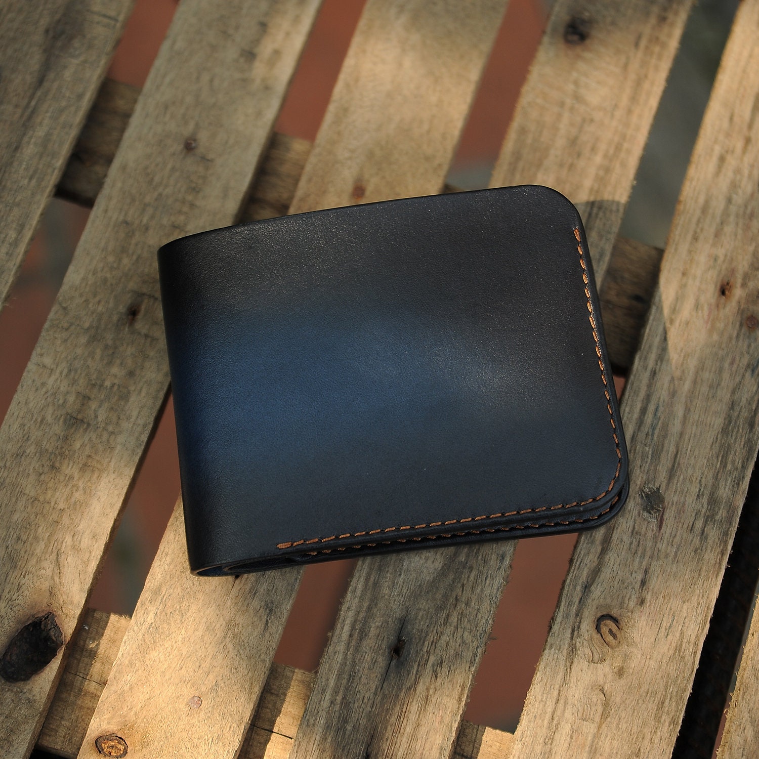 Classic Men Wallet Handmade Blue Leather Wallet Bifold - Etsy