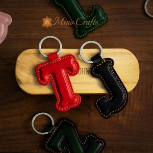 Leather Initial Charm Keychain Accessories Handcrafted Personalized ...