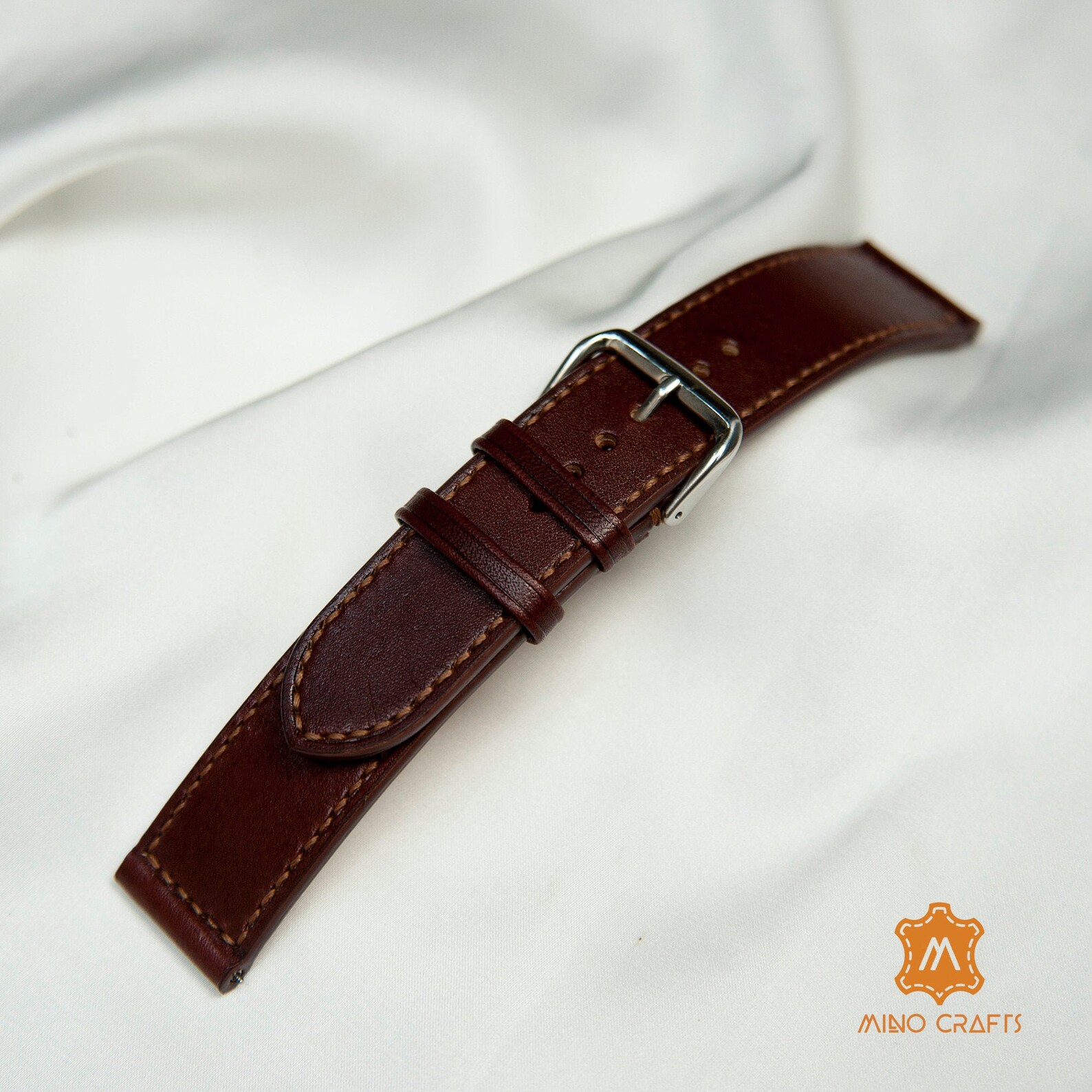 18mm 19mm 20mm 21mm 22mm 24mm Men's Leather Watch Strap, Brown Leather ...