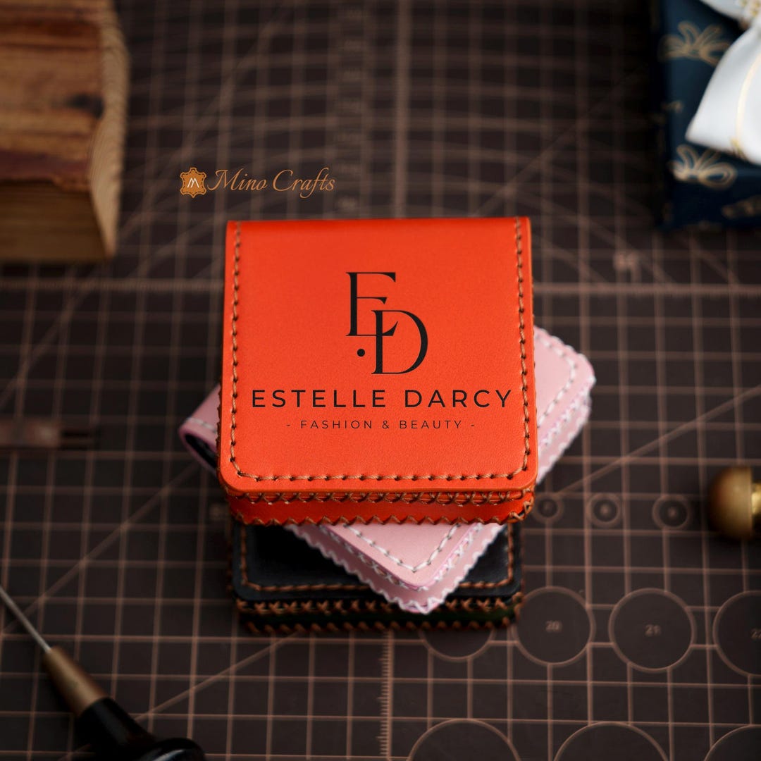 Personalized Leather Square Business Card Holder 2.5x2.5 in Custom ...