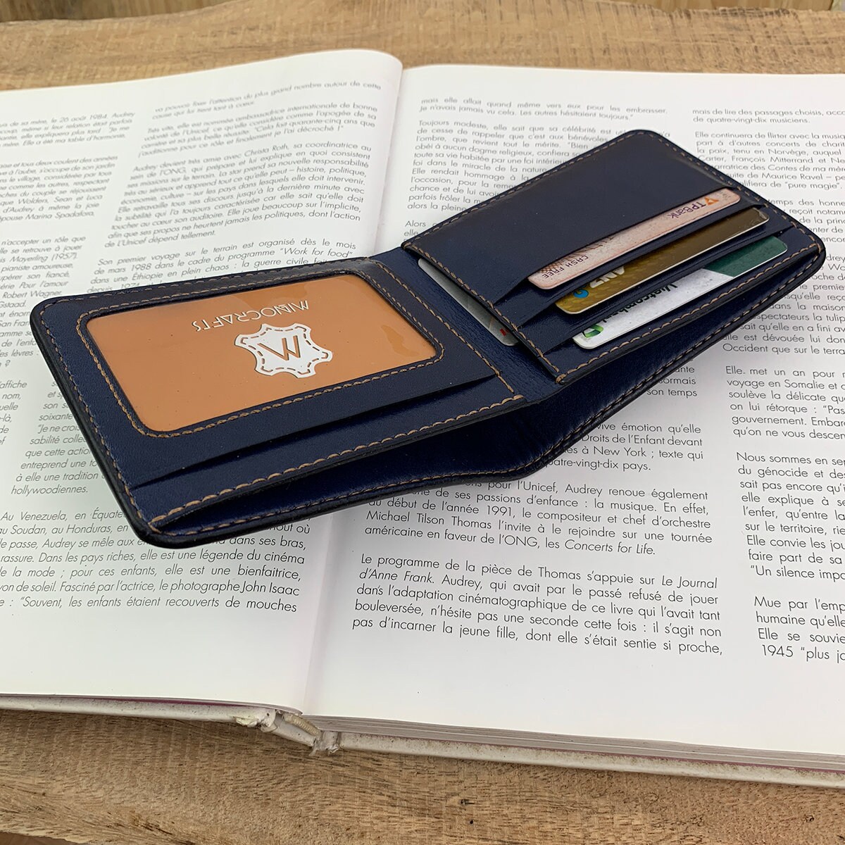 Handmade Bifold Wallet Blue Leather Wallet Classic Wallet - Etsy