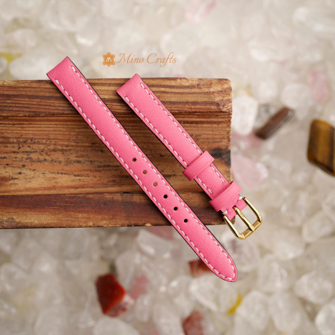 Pink Leather Watch Band Leather Watch Strap 8mm 10mm 12mm 14mm Watch ...